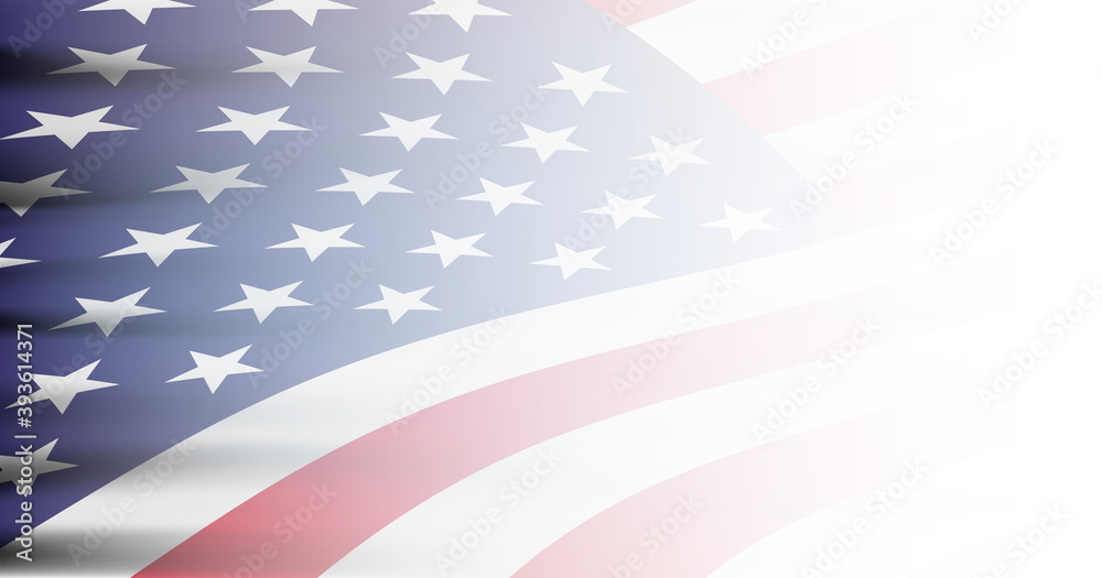 American flag covers white background. MOdern illustration. USA flag ...