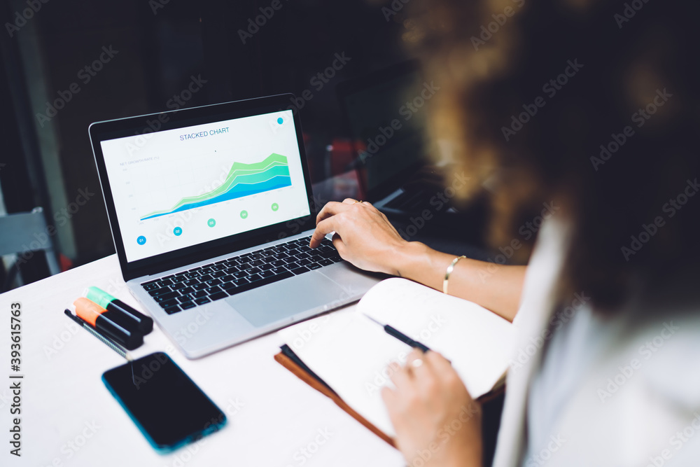 Female student e learning financial education using netbook application ...