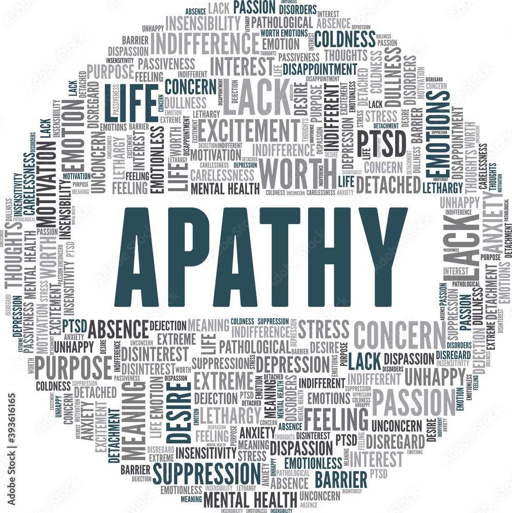 Apathy vector illustration word cloud isolated on a white background ...