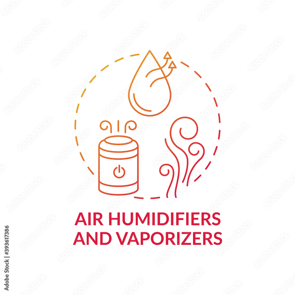 Air humidifiers and vaporizers concept icon. Adding humidity to air ...
