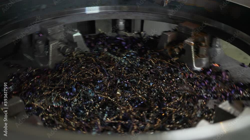 Metal shavings at the factory. Processing of ferrous and non-ferrous ...