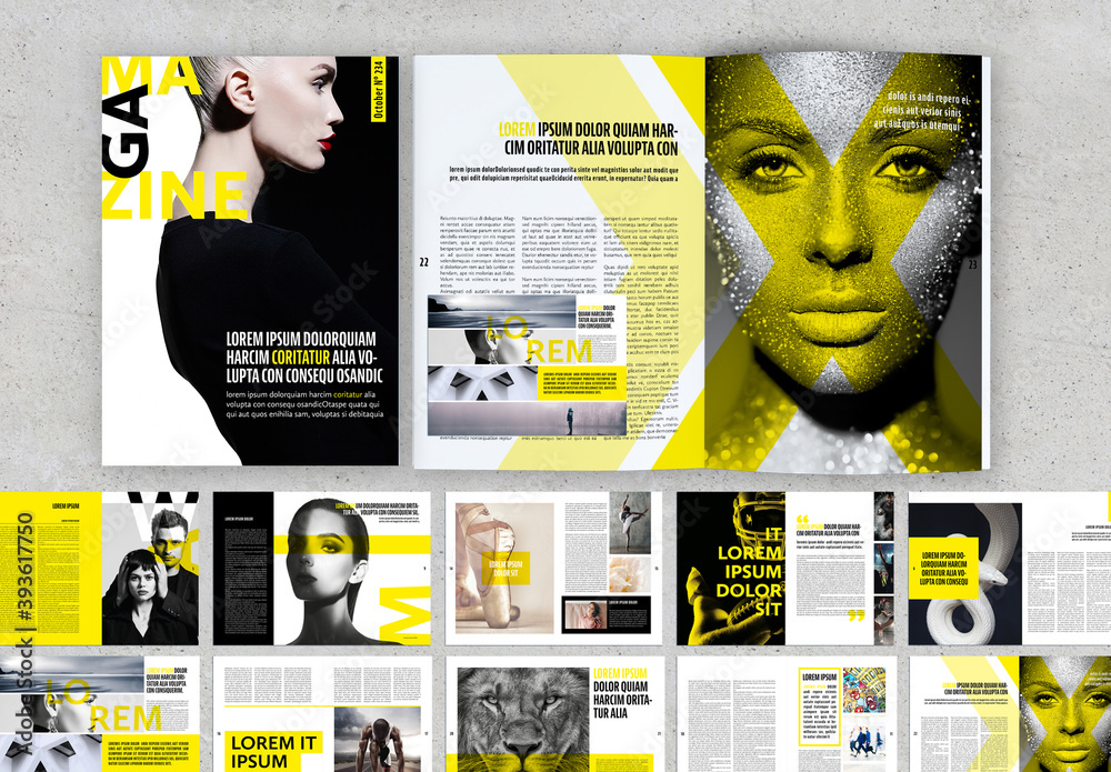 Lifestyle Yellow and Modern Magazine Stock Template | Adobe Stock