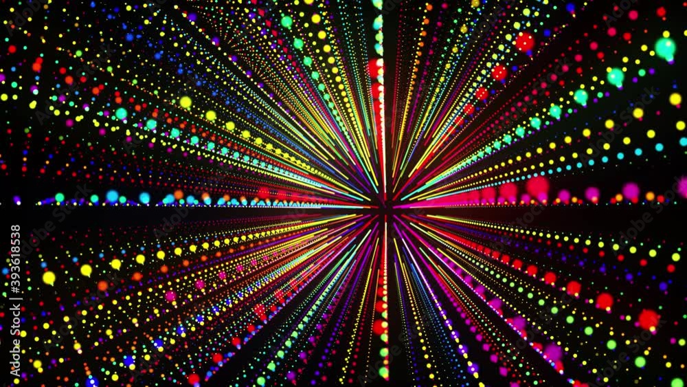 abstract 3d loop background with glowing particles lined up in a row in ...