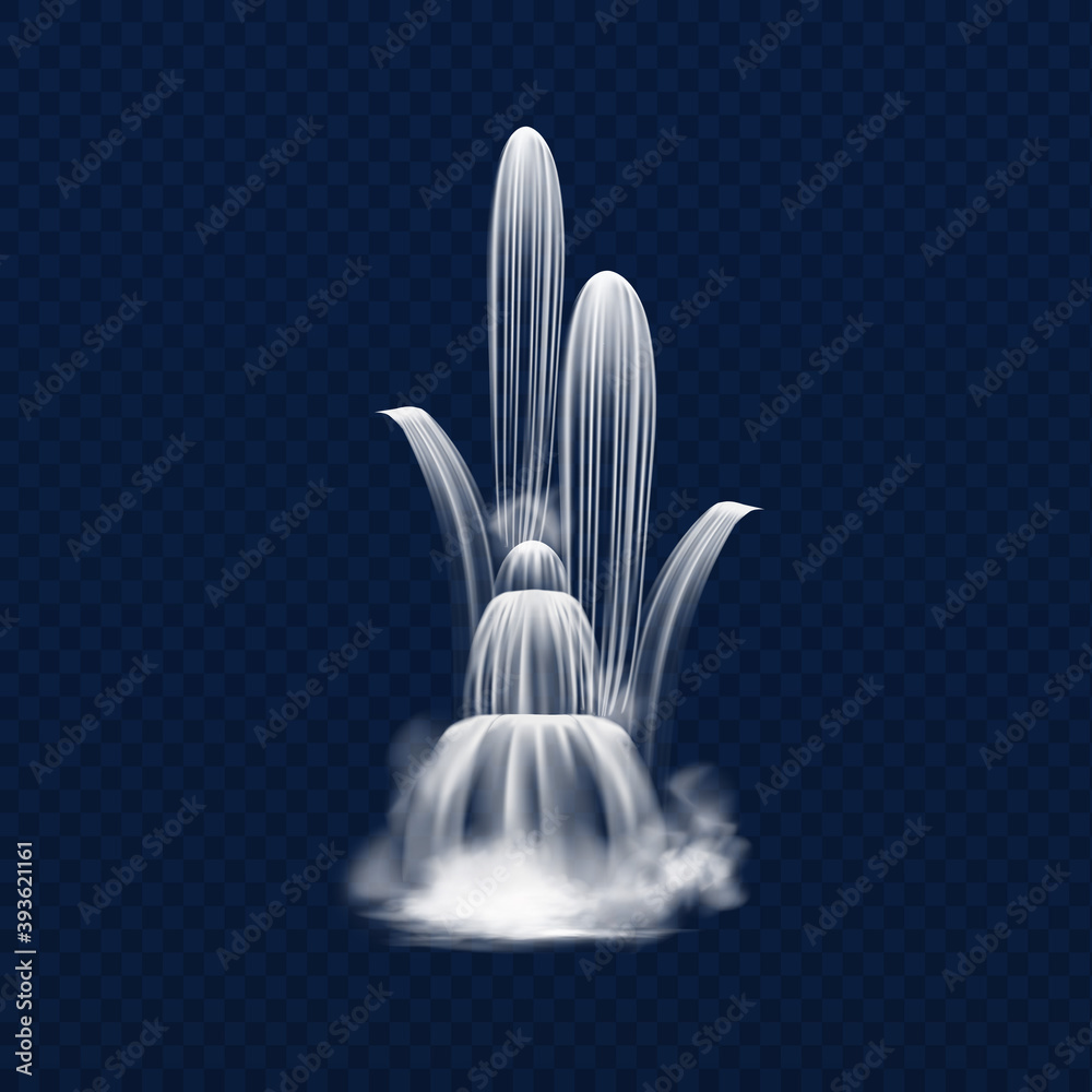 River water and cascade aqua stream of various shape with fog.Realistic ...