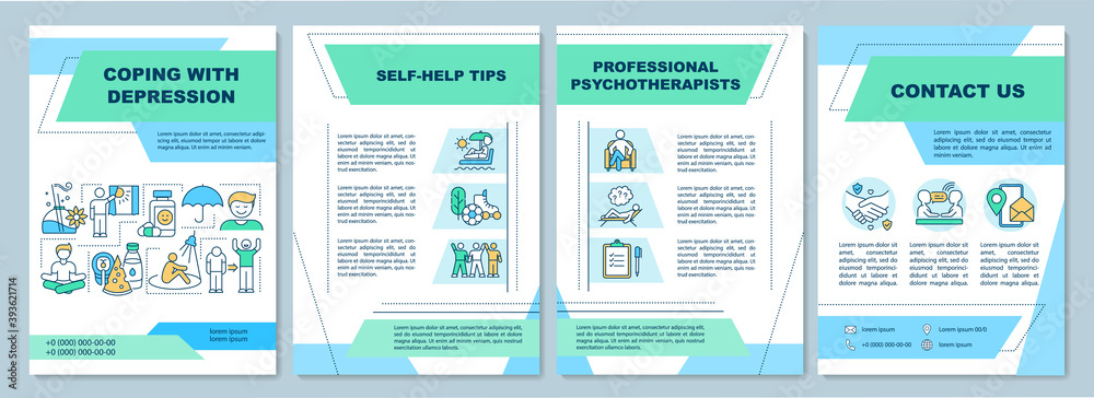 Coping with depression brochure template. Professional psychotherapist ...