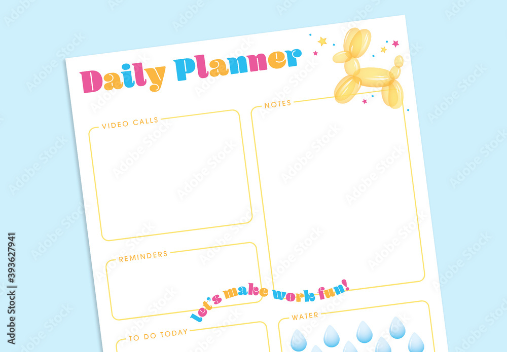 Fun Daily Planner Stock Template | Adobe Stock