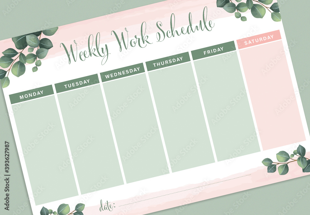 Weekly Schedule Stock Template | Adobe Stock