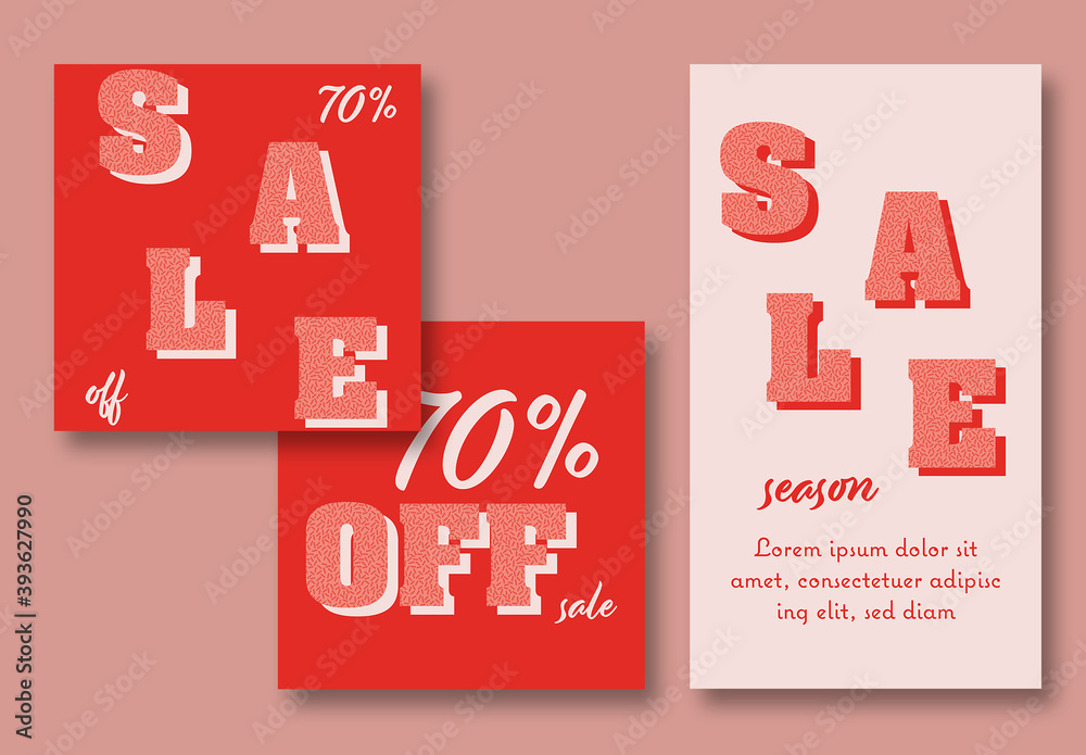 Text Effect Social Posts Layout Set Stock Template | Adobe Stock