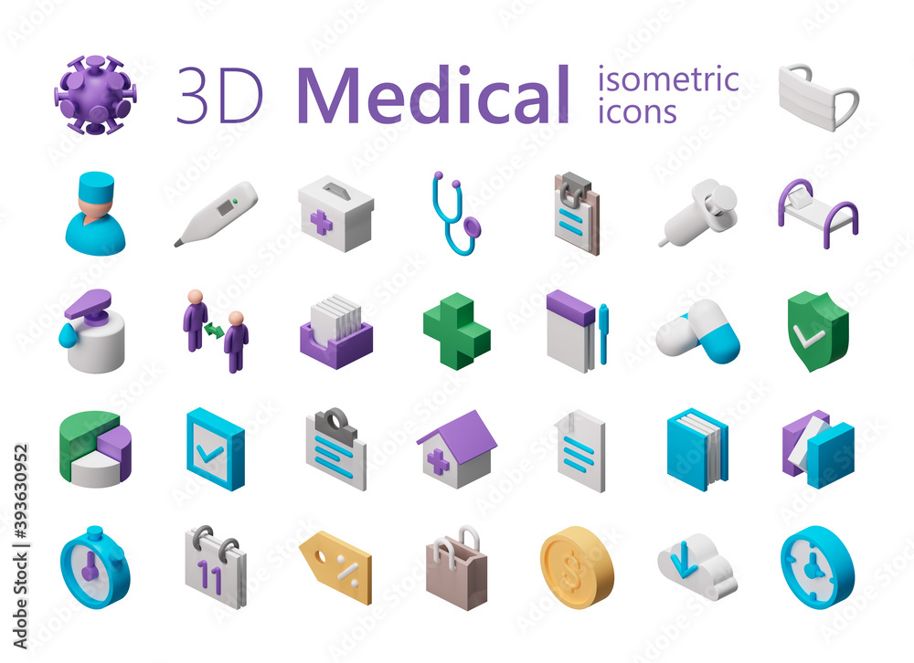3D medical isometric icons Stock Illustration | Adobe Stock