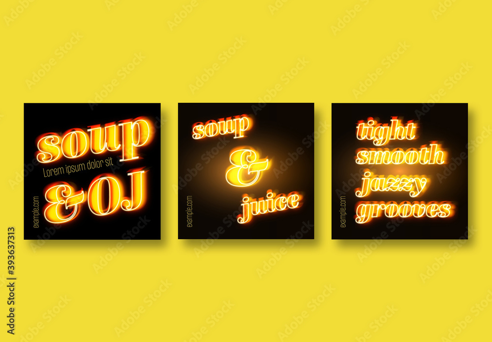 Text Effect Social Posts Layout Set Stock Template | Adobe Stock