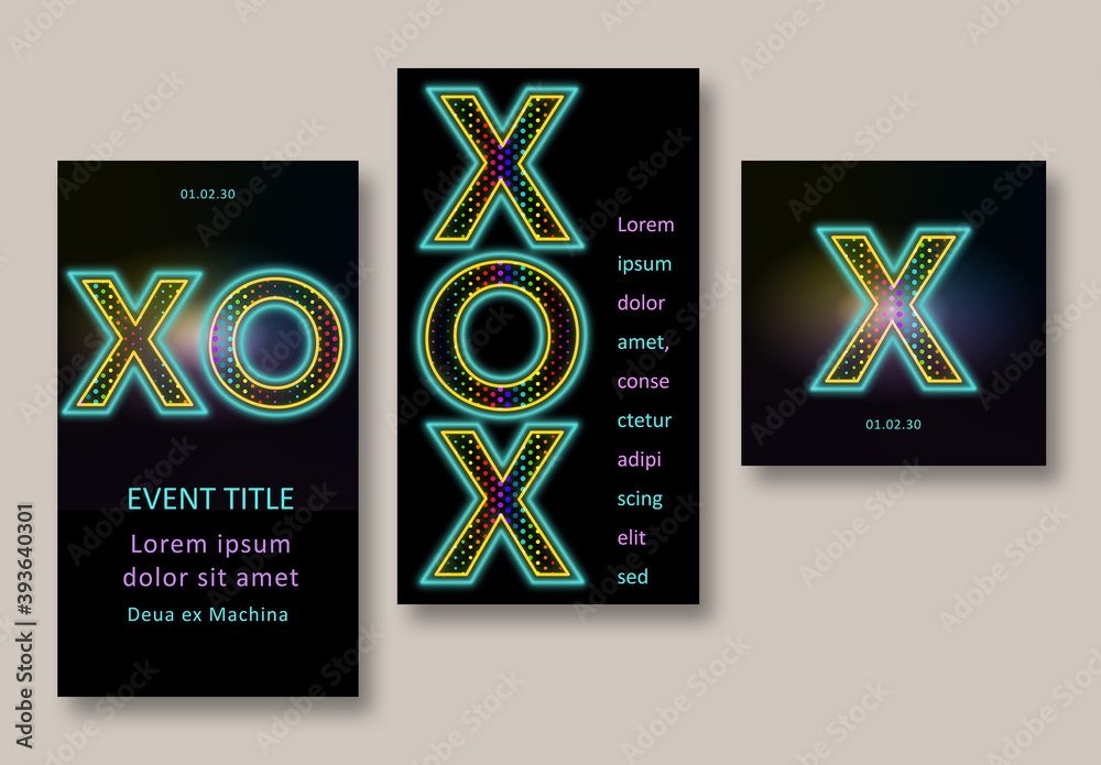 Text Effect Social Posts Layout Set Stock Template | Adobe Stock