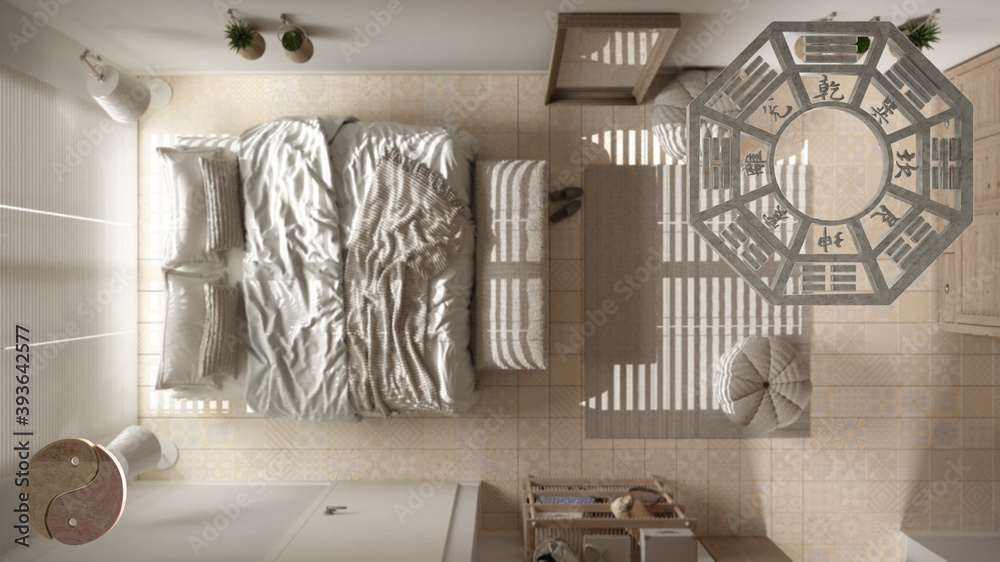 Interior design project with feng shui consultancy, bedroom with bed ...