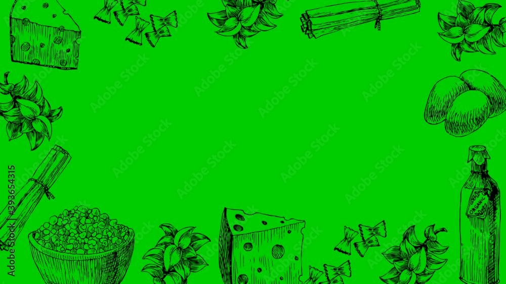 Animated frame from ingredient. Hand drawn healthy food. Products ...