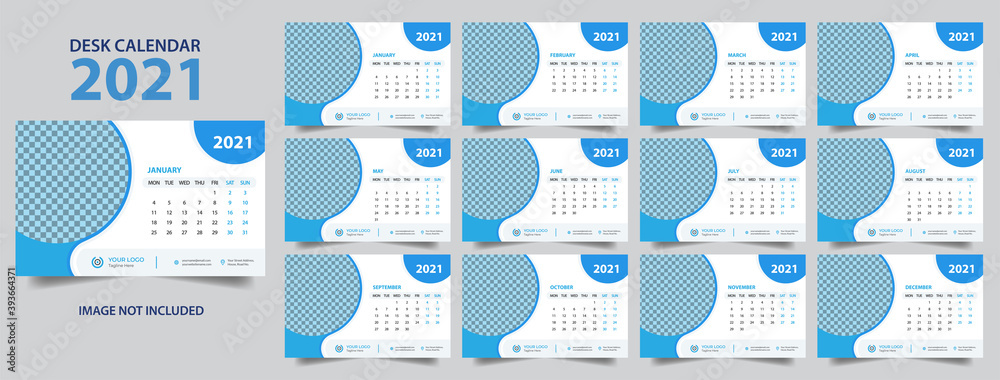 Desk calendar for 2021 year in clean minimal style. Corporate Business ...