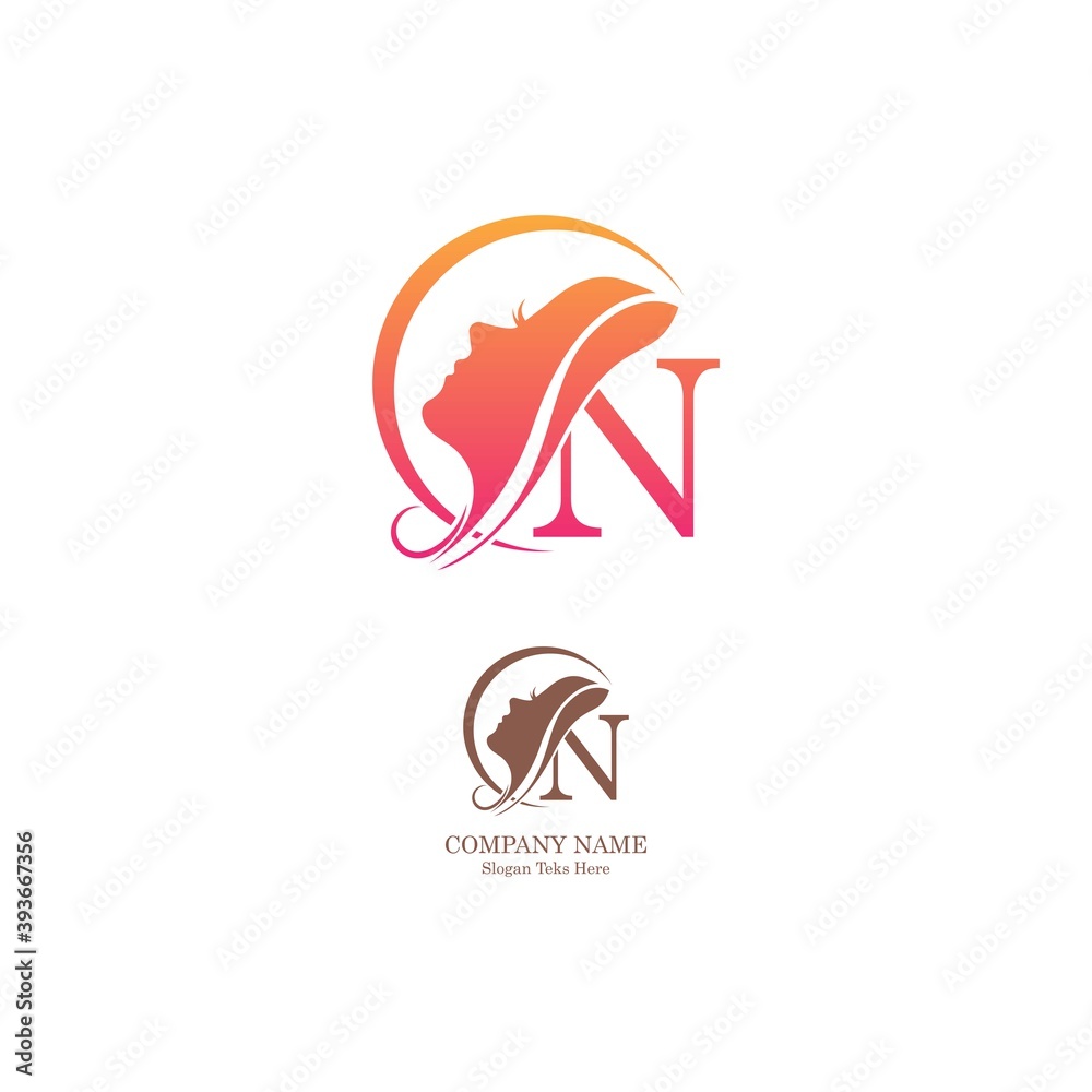 Beautiful face logo letter N icon in front design Stock Vector | Adobe ...