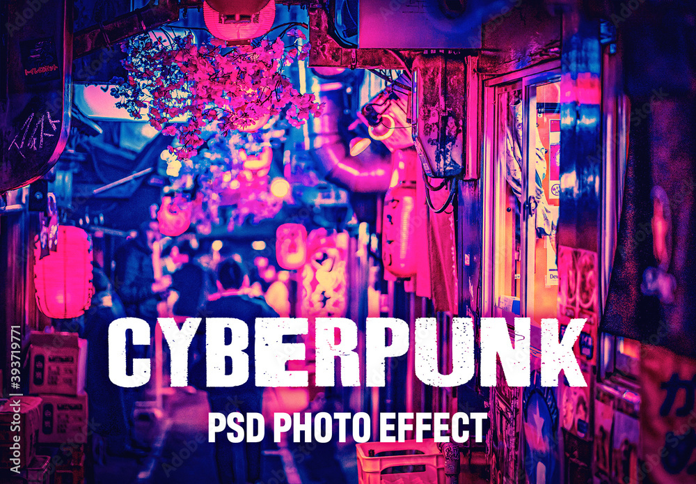 Cyberpunk Photo Filter Stock Template | Adobe Stock