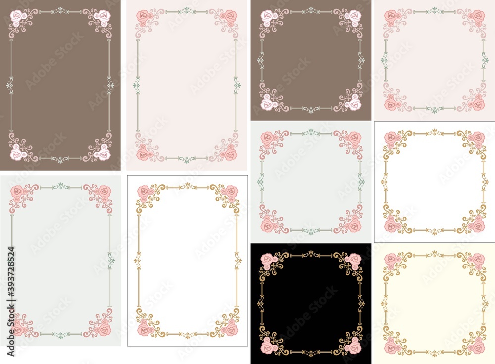 Rose themed background.A frame that gave a change in size to the same ...
