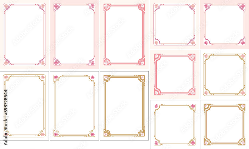 Rose themed background.A frame that gave a change in size to the same ...