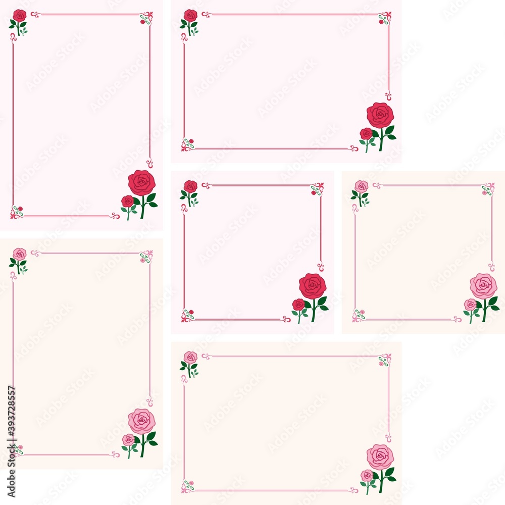 Rose themed background.A frame that gave a change in size to the same ...