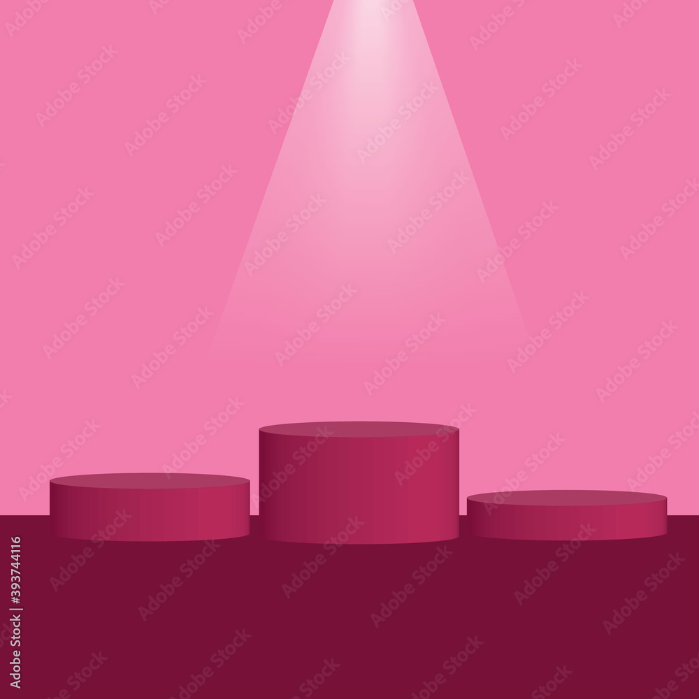 Pink Champion podium with light on it. 1st, 2nd, 3rd podium Stock ...