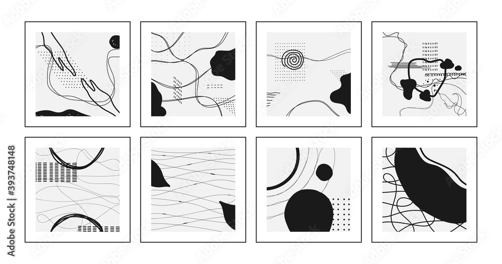 Set of abstract creative minimalist artistic intricate, confused, and ...