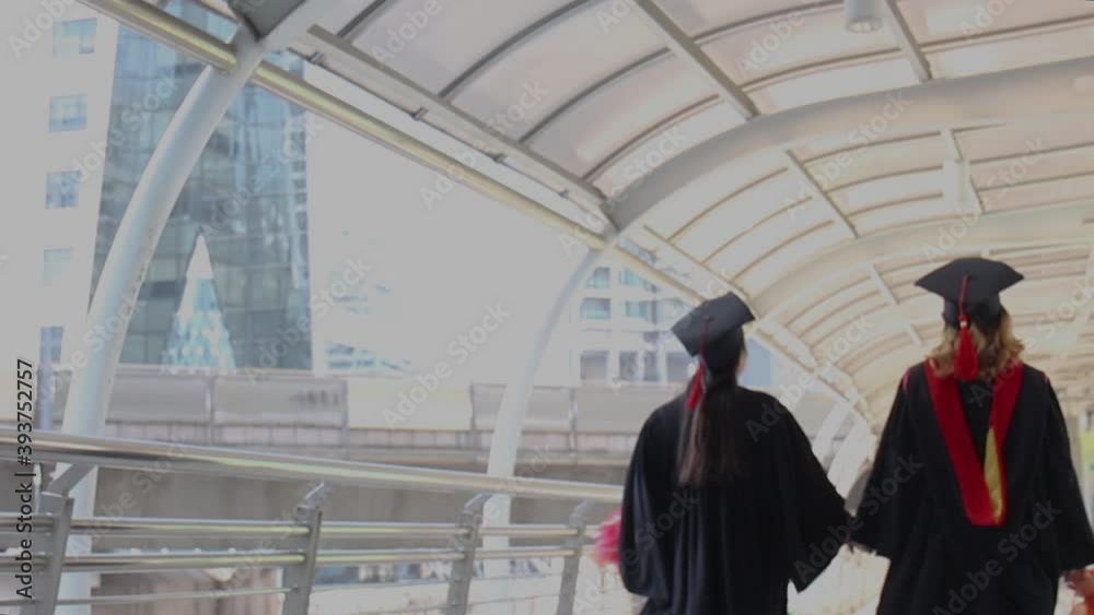 graduate in the university, Cheerful Asian female college graduates in ...