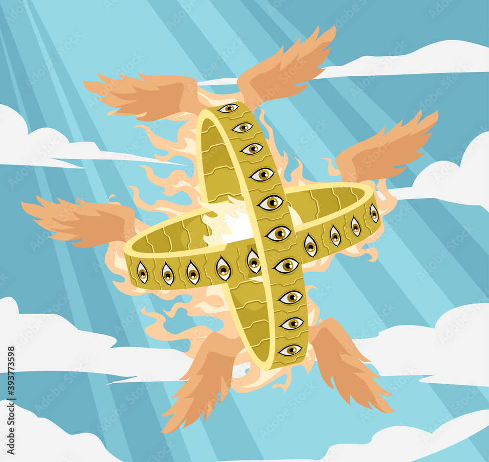ophannin wheel of eyes Ezekiel's bible vision of angels vector de Stock ...