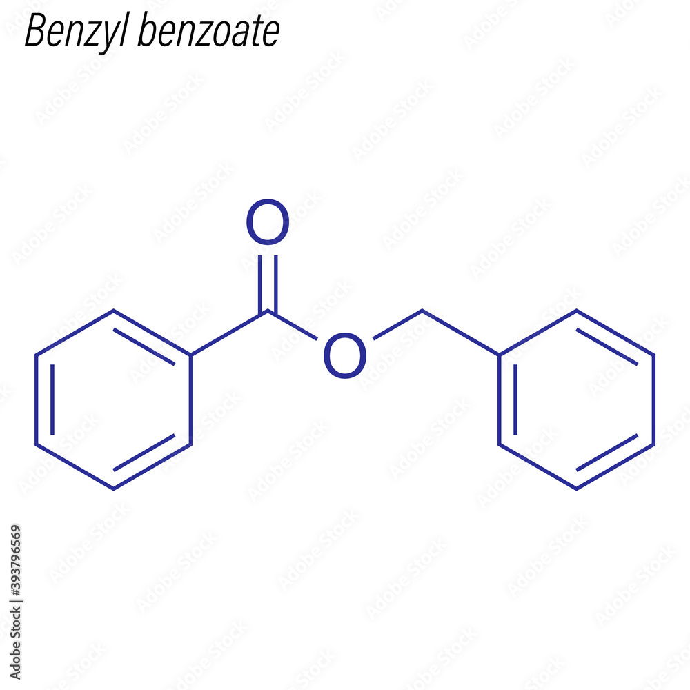 Vector Skeletal formula of Benzyl benzoate. Drug chemical molecule ...