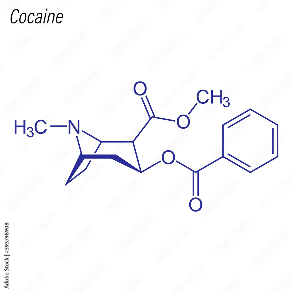Vector Skeletal formula of Cocaine. Drug chemical molecule. Stock ...