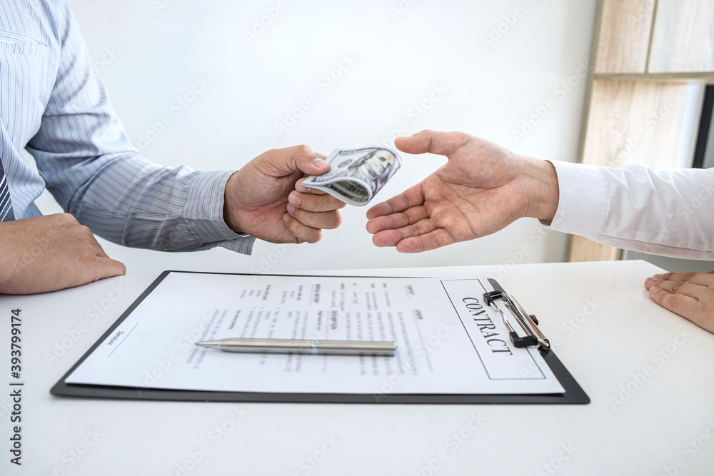 Dishonest cheating in business illegal money, Businessman giving bribe ...