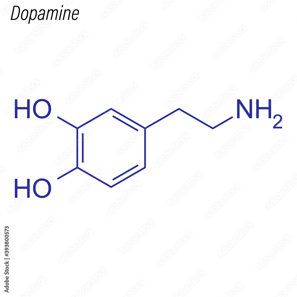 Vector Skeletal formula of Dopamine. Drug chemical molecule. Stock ...