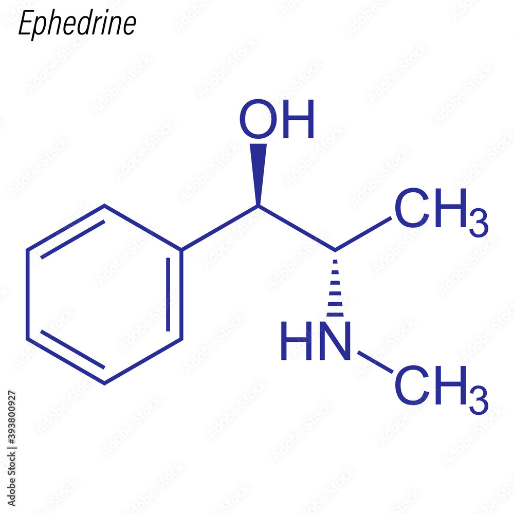 Vector Skeletal formula of Ephedrine. Drug chemical molecule. Stock ...