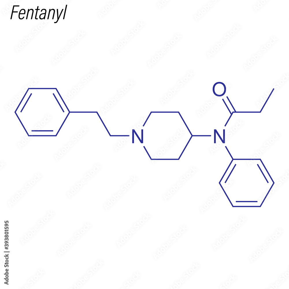 Vector Skeletal formula of Fentanyl. Drug chemical molecule. Stock ...
