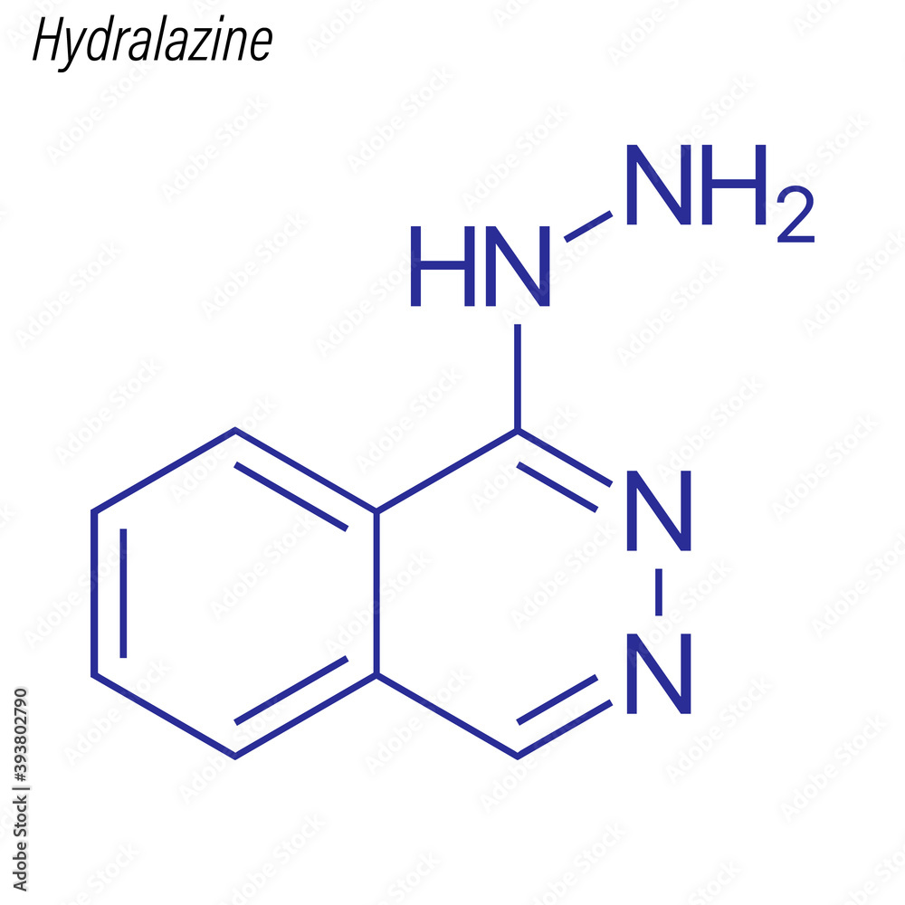 Vector Skeletal formula of Hydralazine. Drug chemical molecule. Stock ...