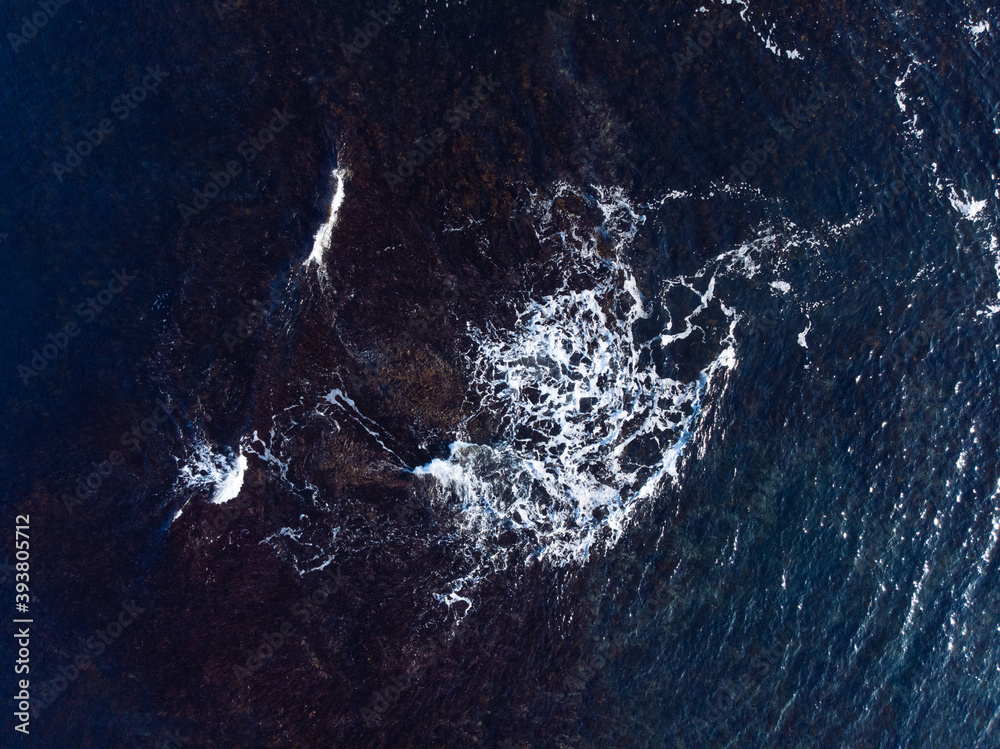 Top view aerial photo from flying drone of an amazingly beautiful sea ...