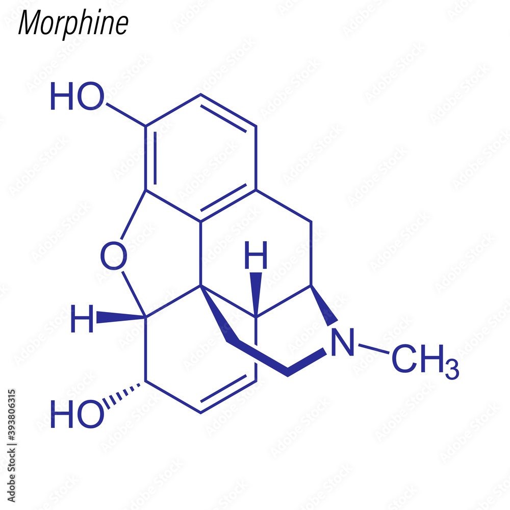 Vector Skeletal formula of Morphine. Drug chemical molecule. Stock Vector | Adobe Stock