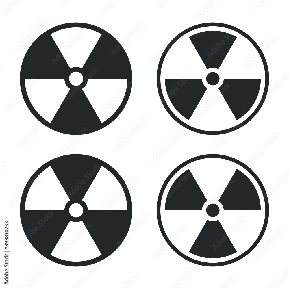 Radioactive symbol icon set. Nuclear radiation warning sign collection ...