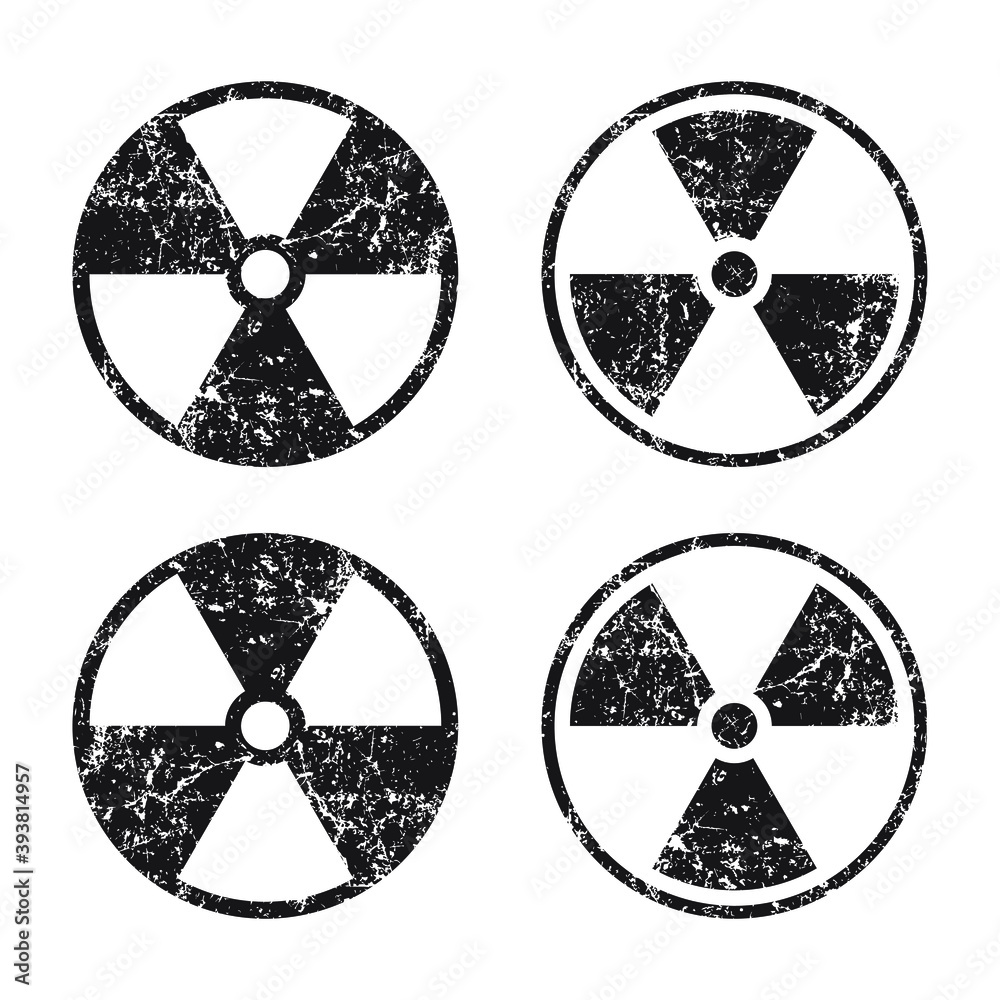Radioactive symbol icon with grunge texture. Nuclear radiation warning ...