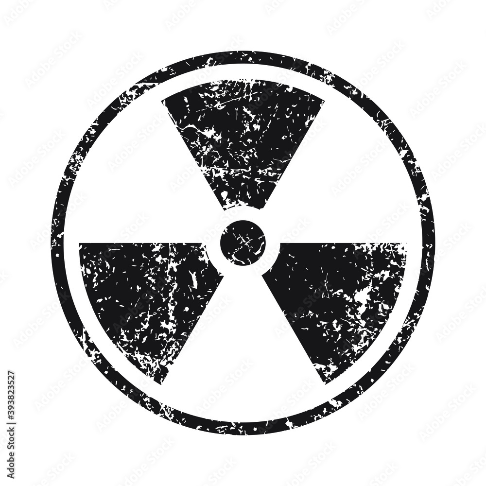 Radioactive symbol icon with grunge texture. Nuclear radiation warning ...