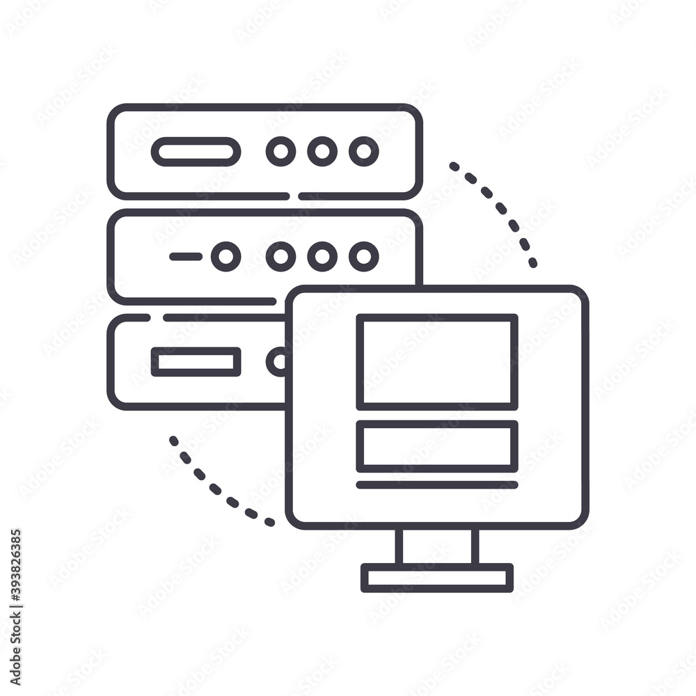 Dedicated server icon, linear isolated illustration, thin line vector ...
