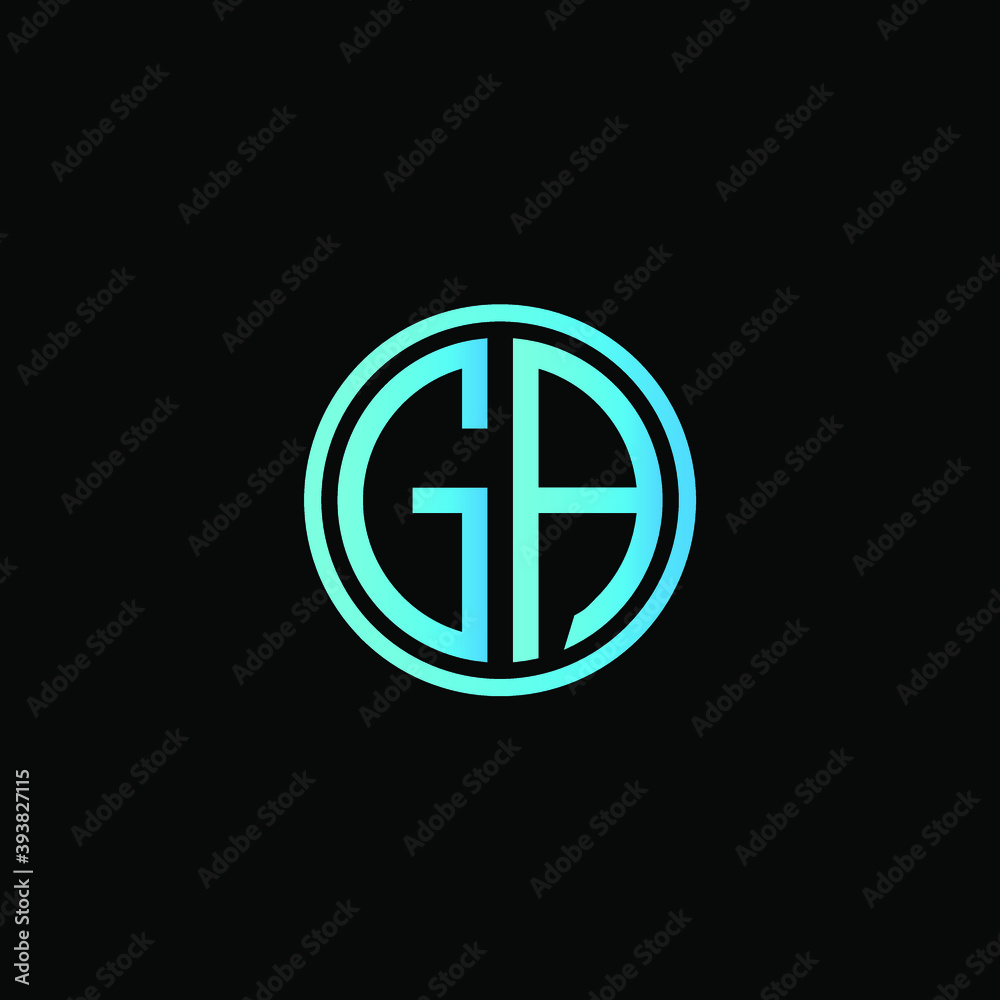 GA MONOGRAM letter icon design on BLACK background.Creative letter GA ...