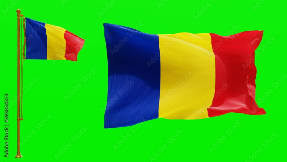 Flags of Romania with Green Screen Chroma Key High Quality 4K UHD 60FPS ...