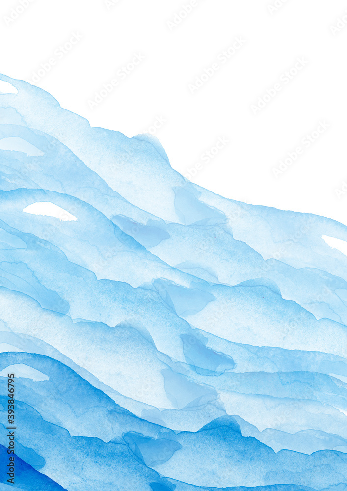 Watercolor line of blue paint, splash, smear, blot, abstraction. Used ...