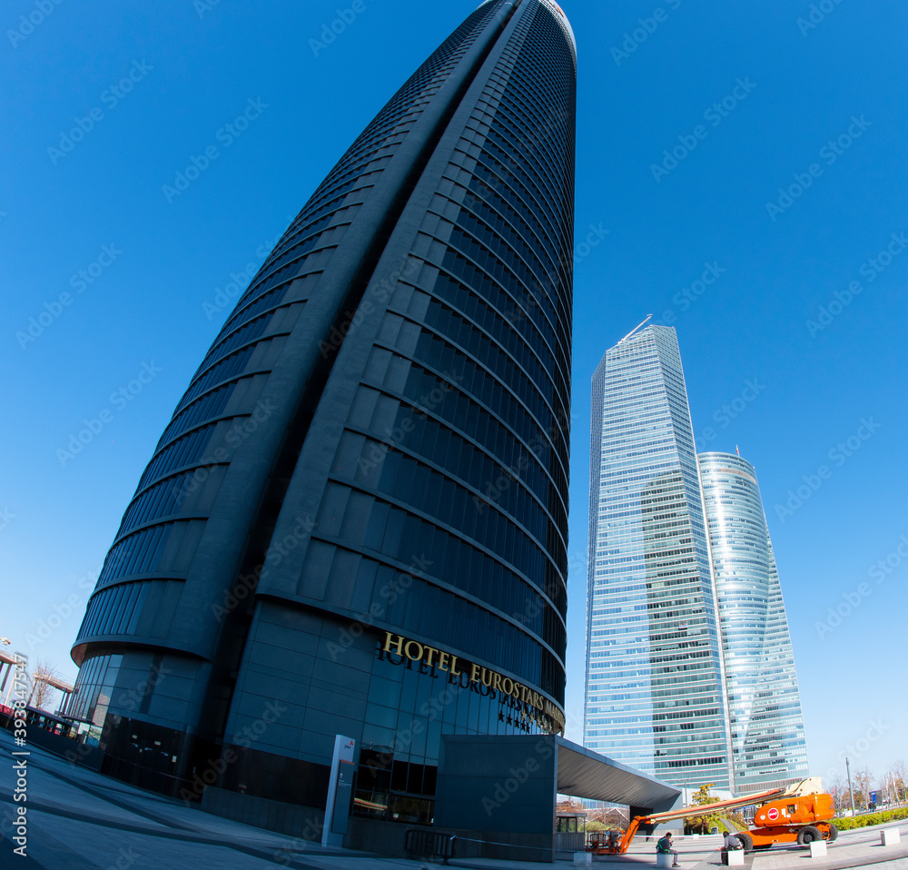 Madrid, Spain - March 20, 2020: The Torre PwC, skyscraper in the Cuatro ...