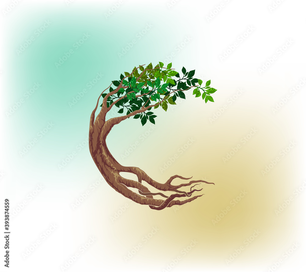 vector tree logo calligraphic design elements. tree logo with the ...