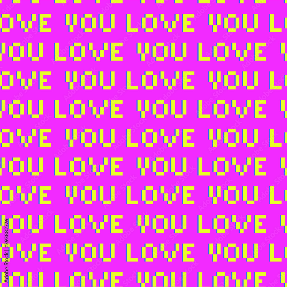 Seamless vector pixel pattern. Multicolor sign text background for ...