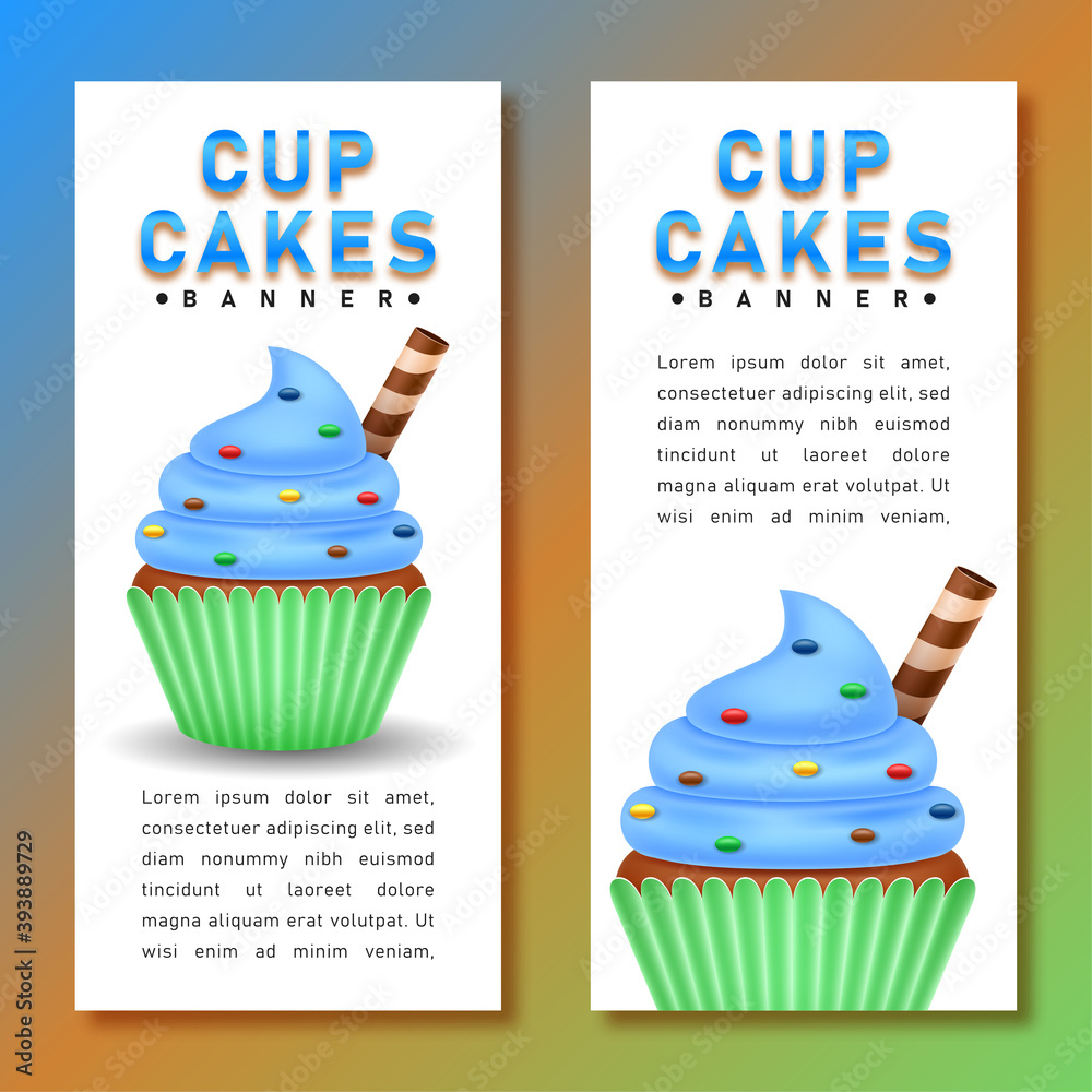 Cupcakes banner with colorful background Stock Vector | Adobe Stock