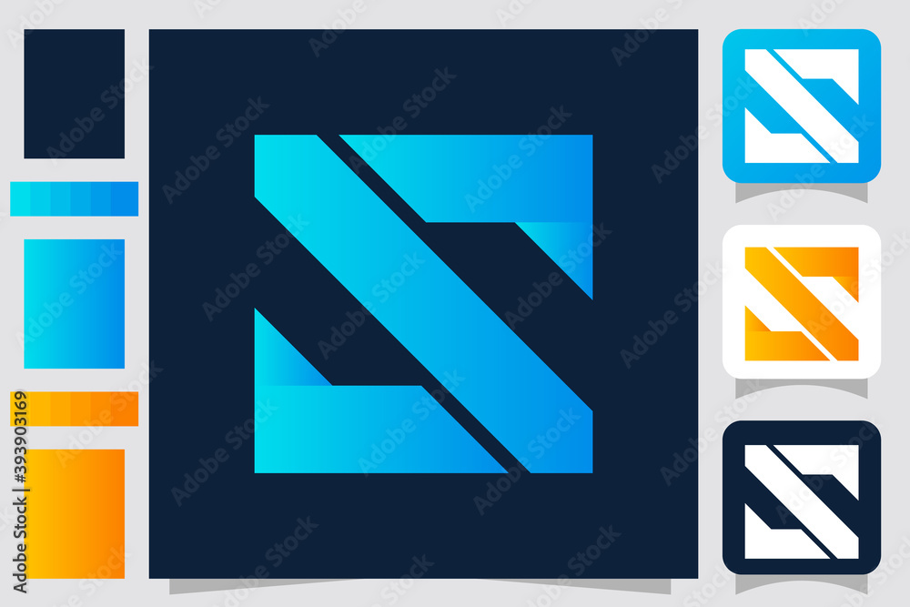 alphabet letter s logo icon in outline and solid style, suitable for UI ...