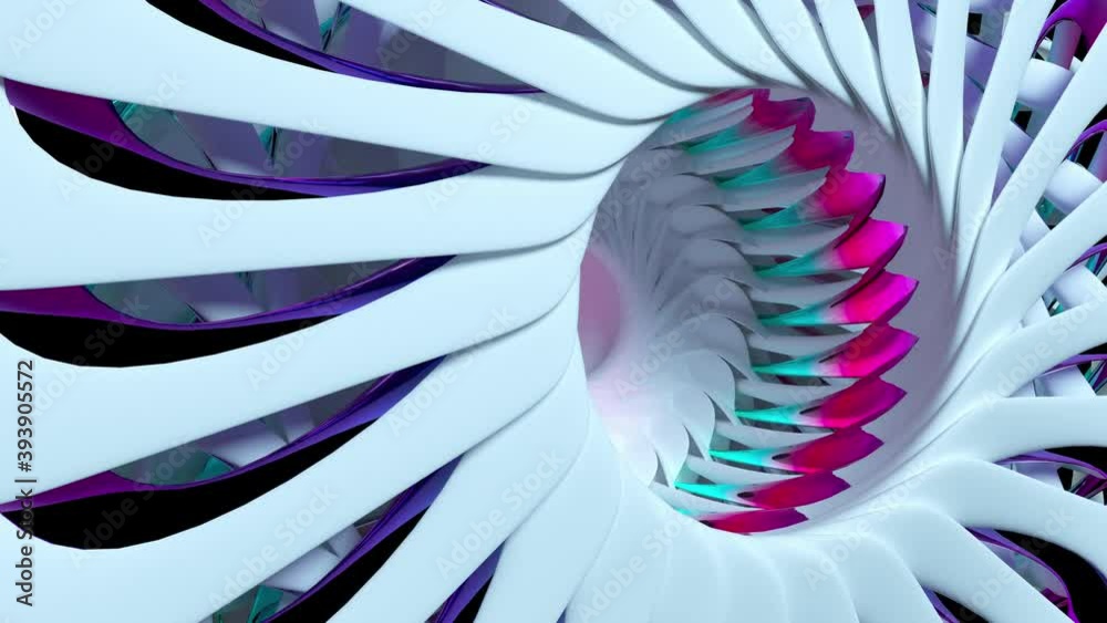 3d video loop abstract art of surreal alien blossom flower or turbine ...