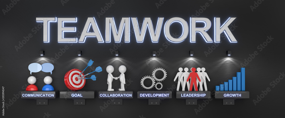 Teamwork communication, goals, development, leadership, collaboration ...